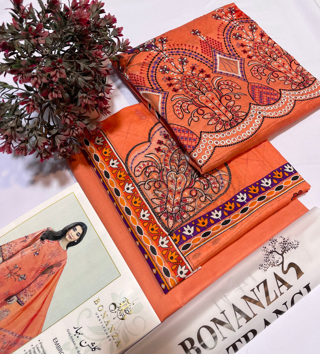 BONANZA LUXURY EMBROIDERED LAWN 3PC D92 – ZM Textile