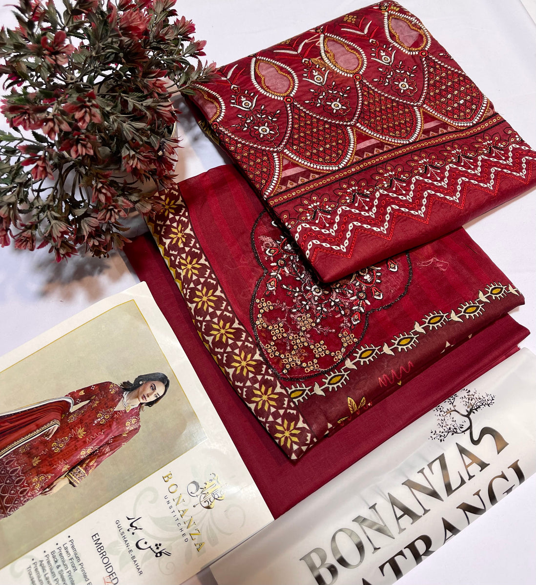 BONANZA LUXURY EMBROIDERED LAWN 3PC D88 – ZM Textile